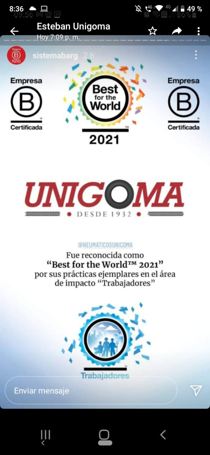 Reconocimiento a RRHH de Unigoma: "Best for the World 2021" por Empresa ...